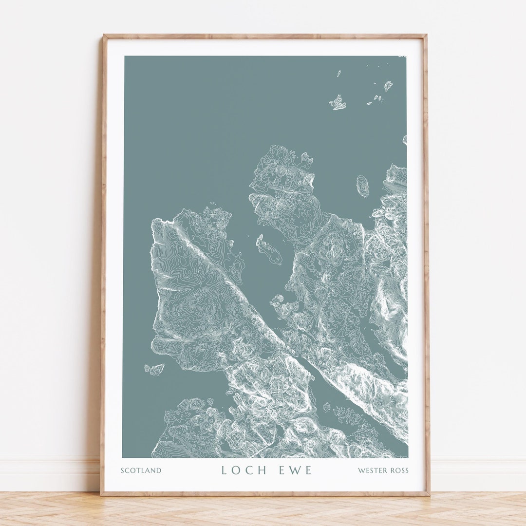 Loch Ewe Map Print | Scottish Highlands - Topographic Contour Map ...