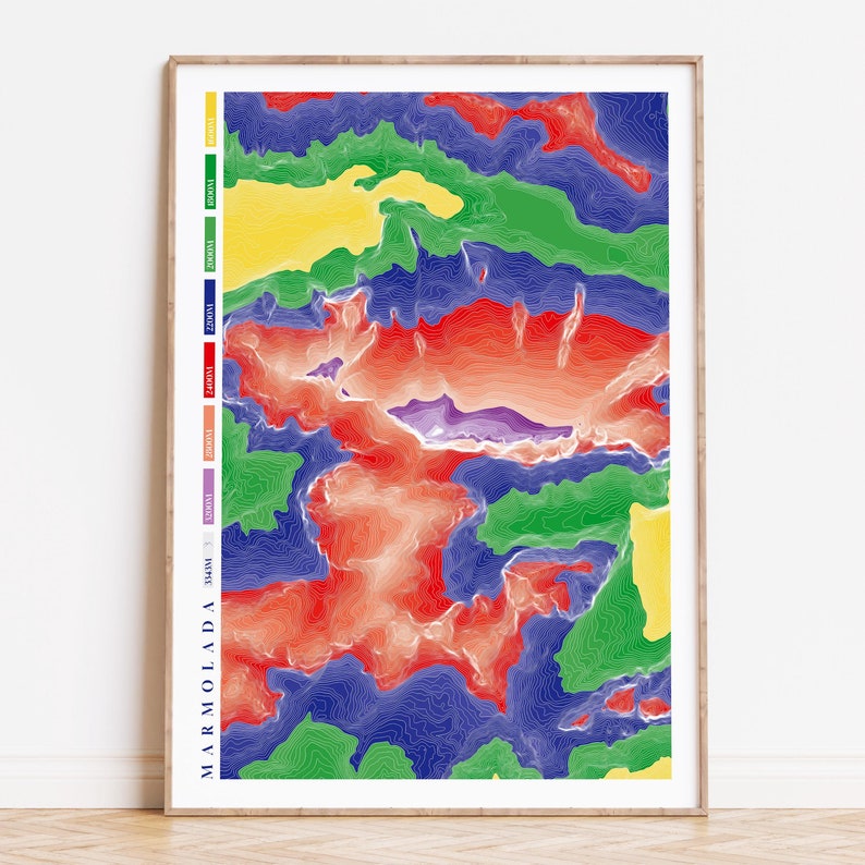 Marmolada | Dolomites Italy - Mountain Map Print - Contour Map ...