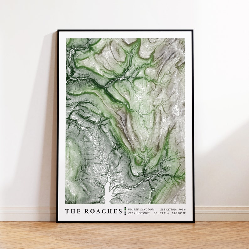The Roaches Contour Map Peak District National Park Print Topographic ...