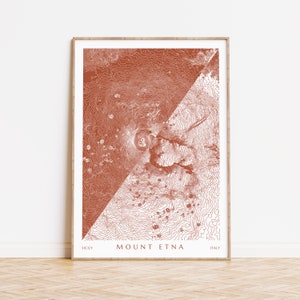 Mount Etna Map Print | Italian Volcano Mountain Wall Art - Elevation ...