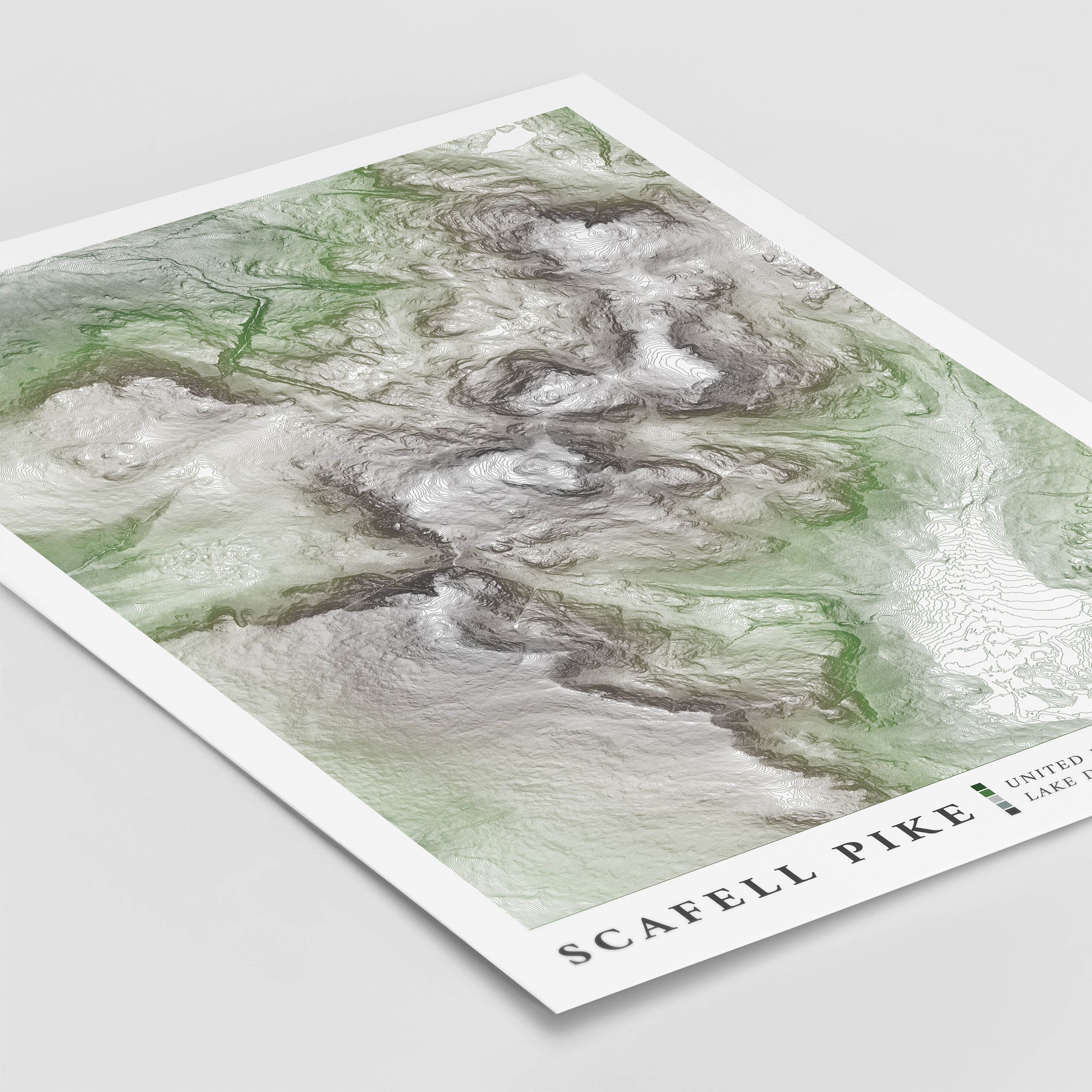 Scafell Pike Contour Map the Lake District Mountain Map Print ...