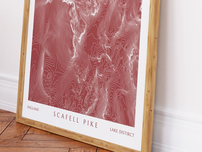 Scafell Pike Topographic Map Print: Lake District Hiking Art - Etsy