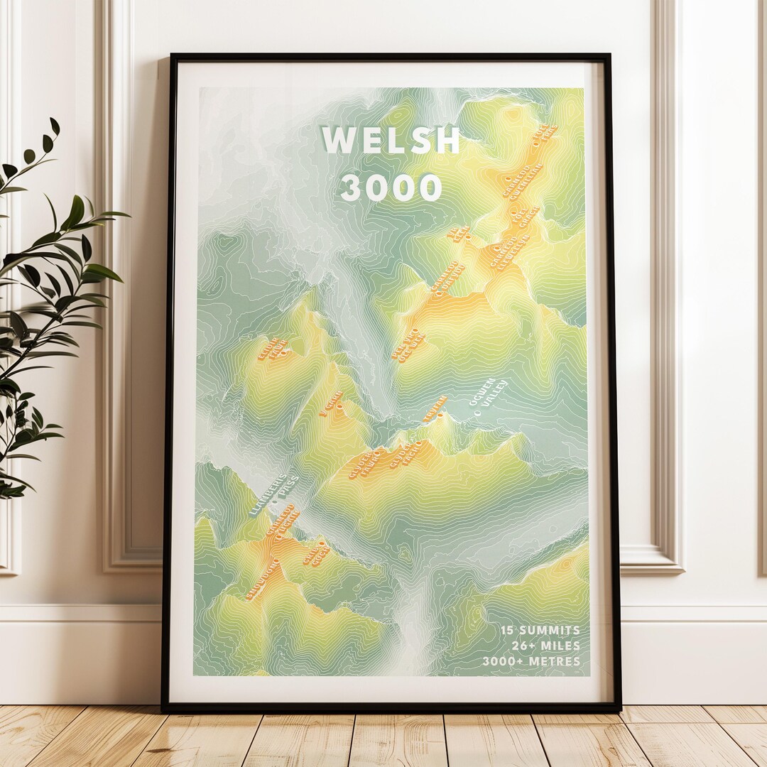 Welsh 3000 Print | Snowdonia Mountain Poster | Wales 3000 Challenge ...