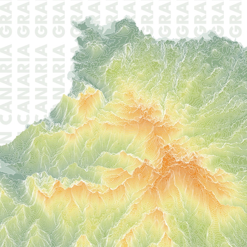 Gran Canaria Topographic Contour Relief Map | Travel Print - Etsy