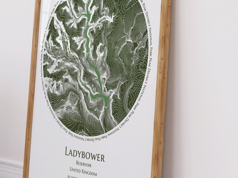 Ladybower Reservoir Print | Peak District - Reservoir Map Print ...