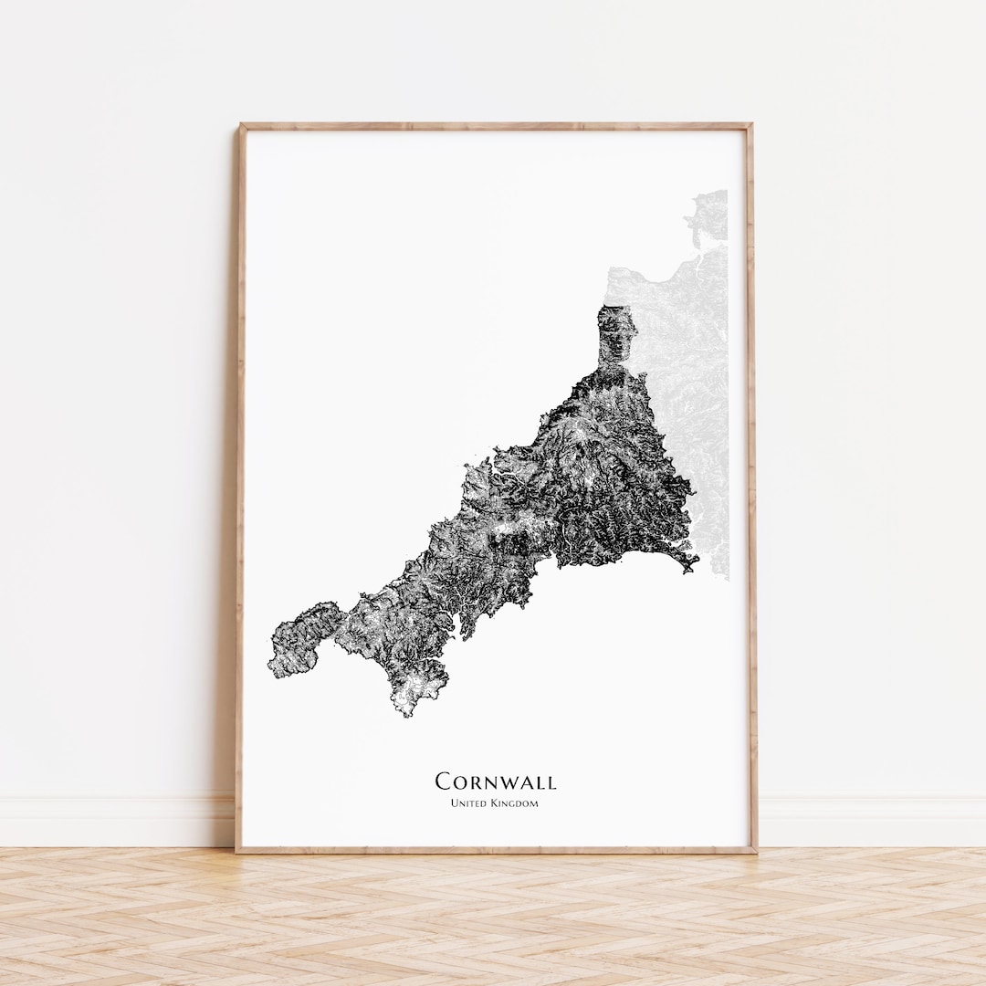 Cornwall Topographic Contour Map Cornwall County Print - Etsy