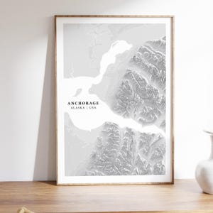 Anchorage Alaska Print | Elevation Poster - Topographic Contour Map ...