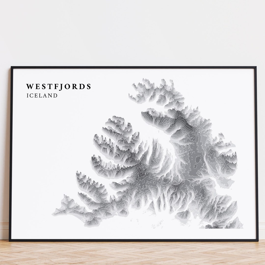 Westfjords Iceland | Elevation Print - Topographic Contour Map ...