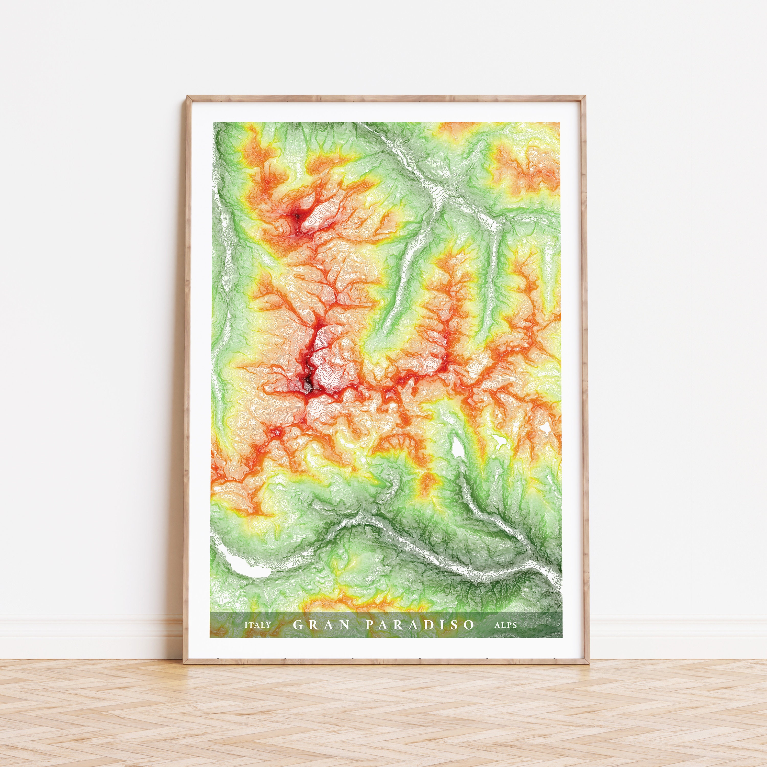 Gran Paradiso Italy Heat Contour Topographic Map Italian - Etsy