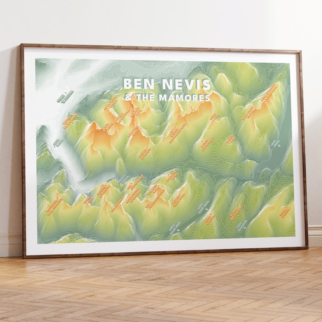 Ben Nevis & the Mamores Topographic Contour Relief Map | Scottish ...