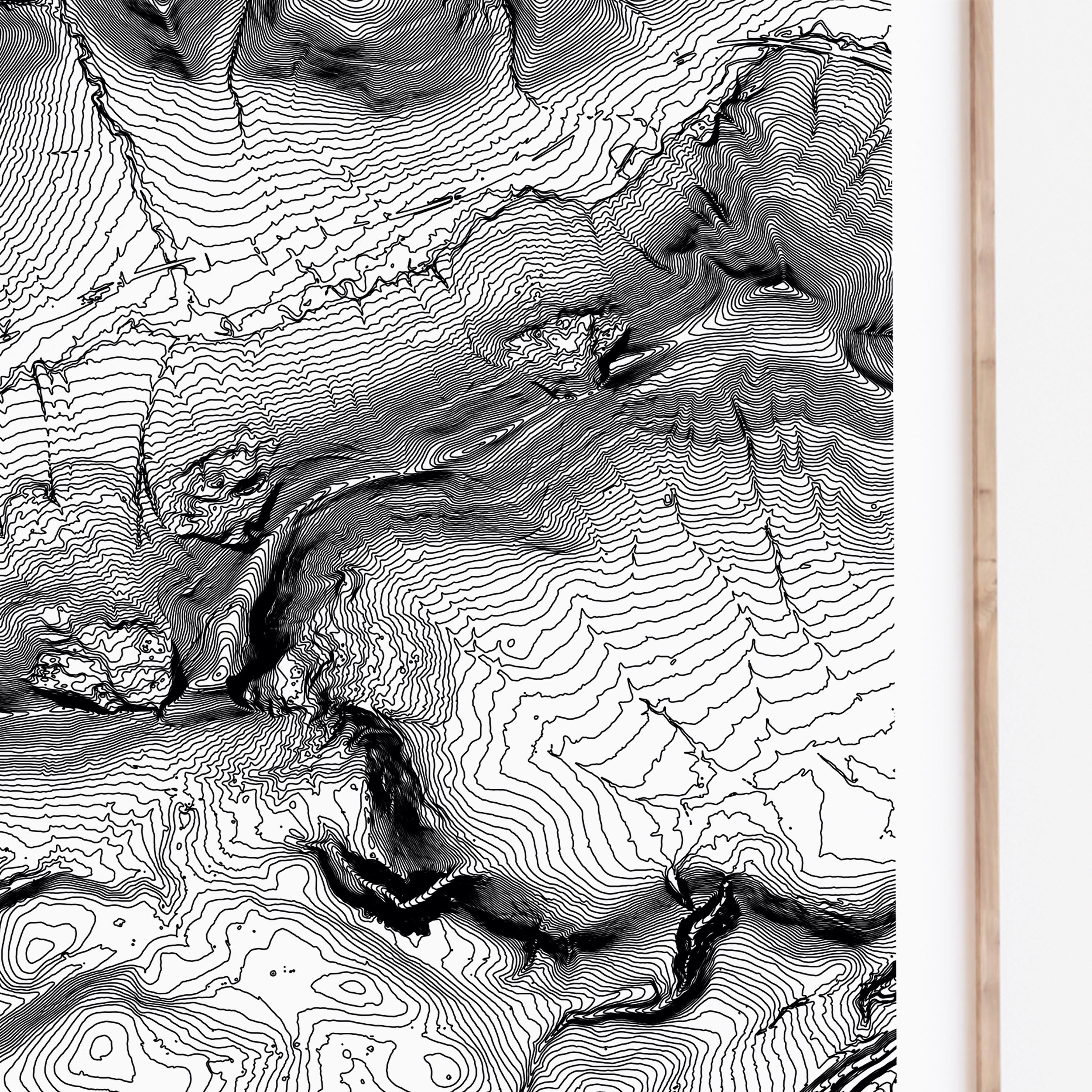 Mam Tor Map Print the Peak District Contour Wall Art Topographic Map ...