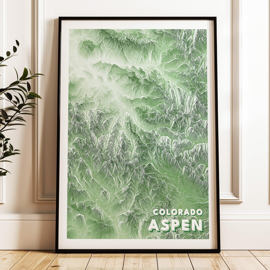 Aspen Poster Print | Colorado Map USA | Topography Relief Map | Ski ...