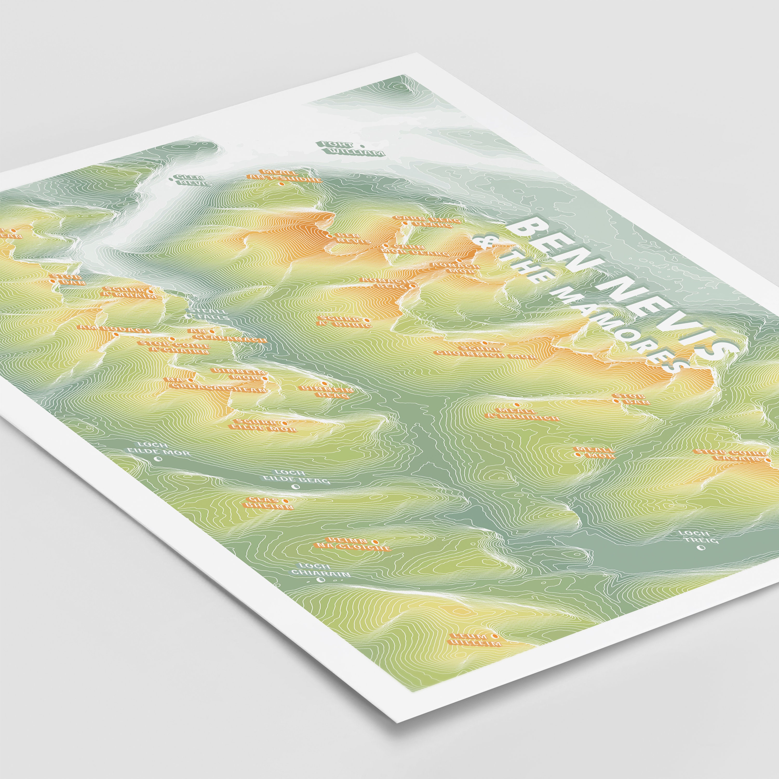 Ben Nevis & The Mamores Topographic Contour Relief Map | Scottish ...
