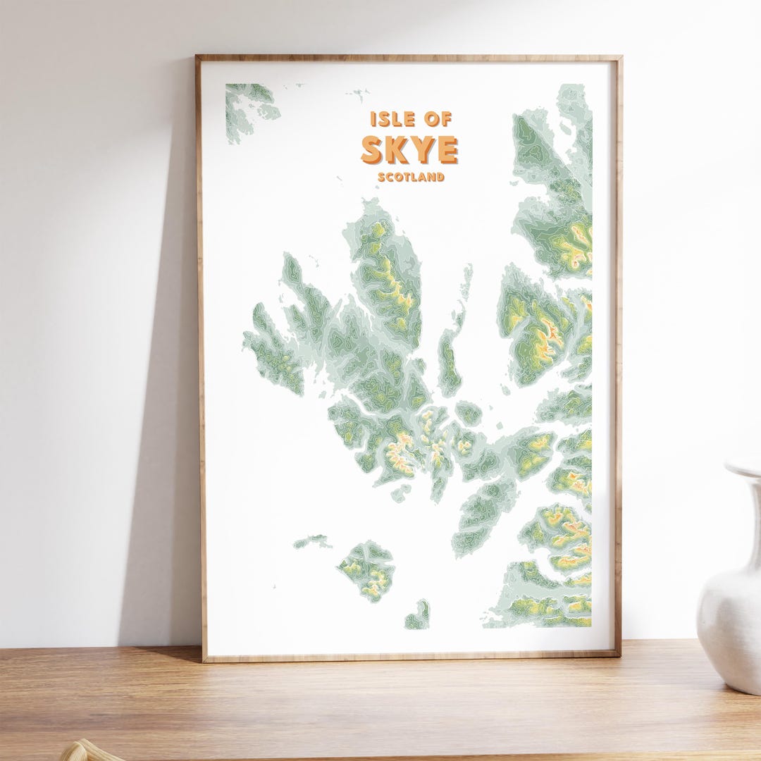 Isle of Skye Print Scotland Relief Map | Inner Hebrides Poster ...