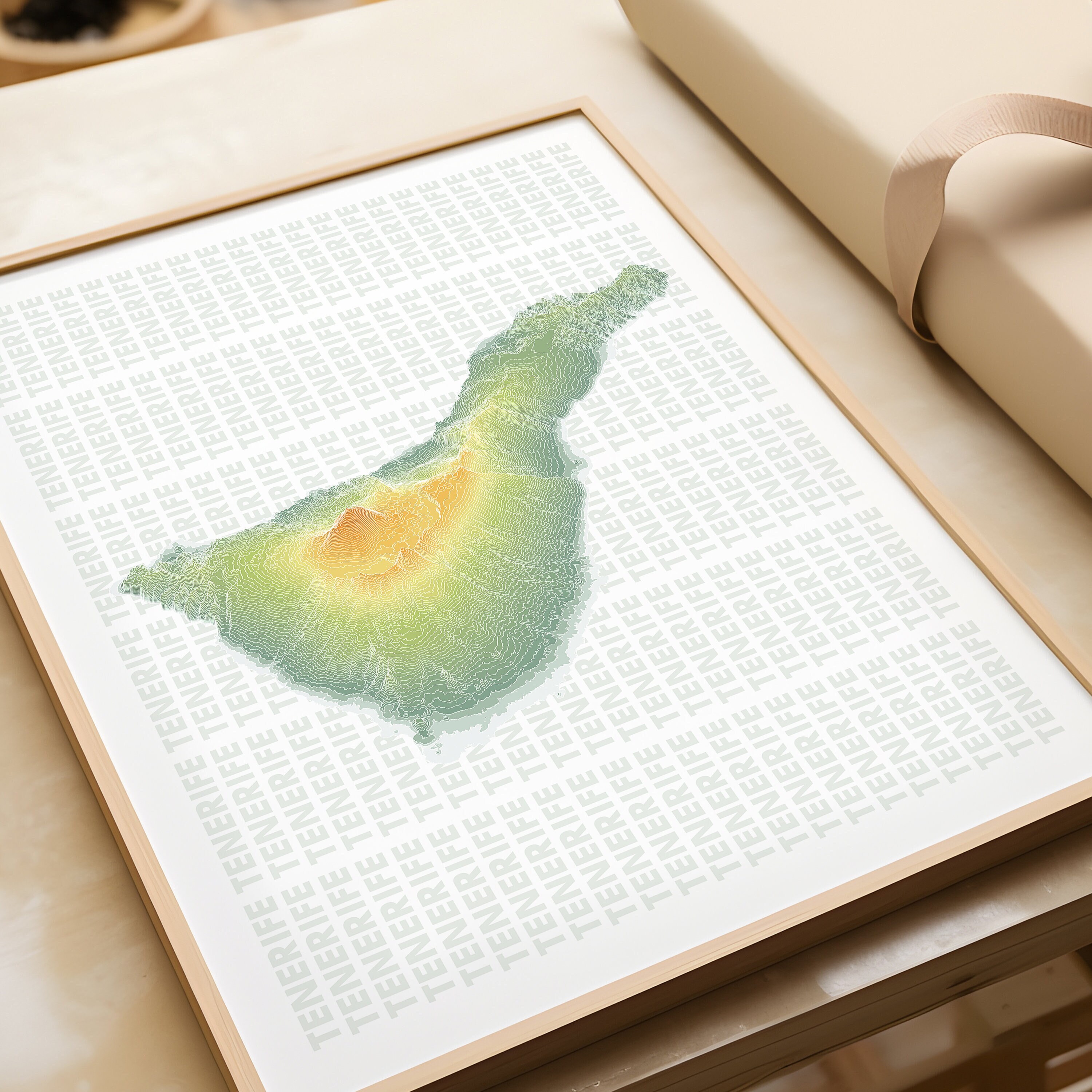 Tenerife Topographic Contour Relief Map | Travel Print - Etsy