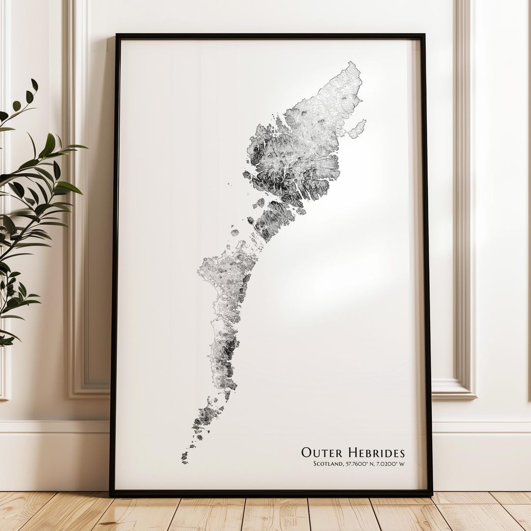 Outer Hebrides Topographic Map Print | Contour Scotland Travel Poster ...