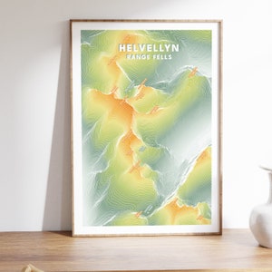Helvellyn Topographic Contour Relief Map Lake District National Park ...
