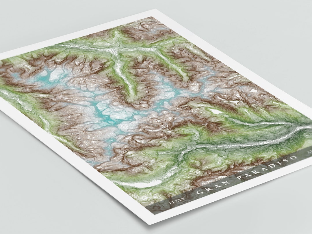 Gran Paradiso Italy Heat Contour Topographic Map Italian - Etsy