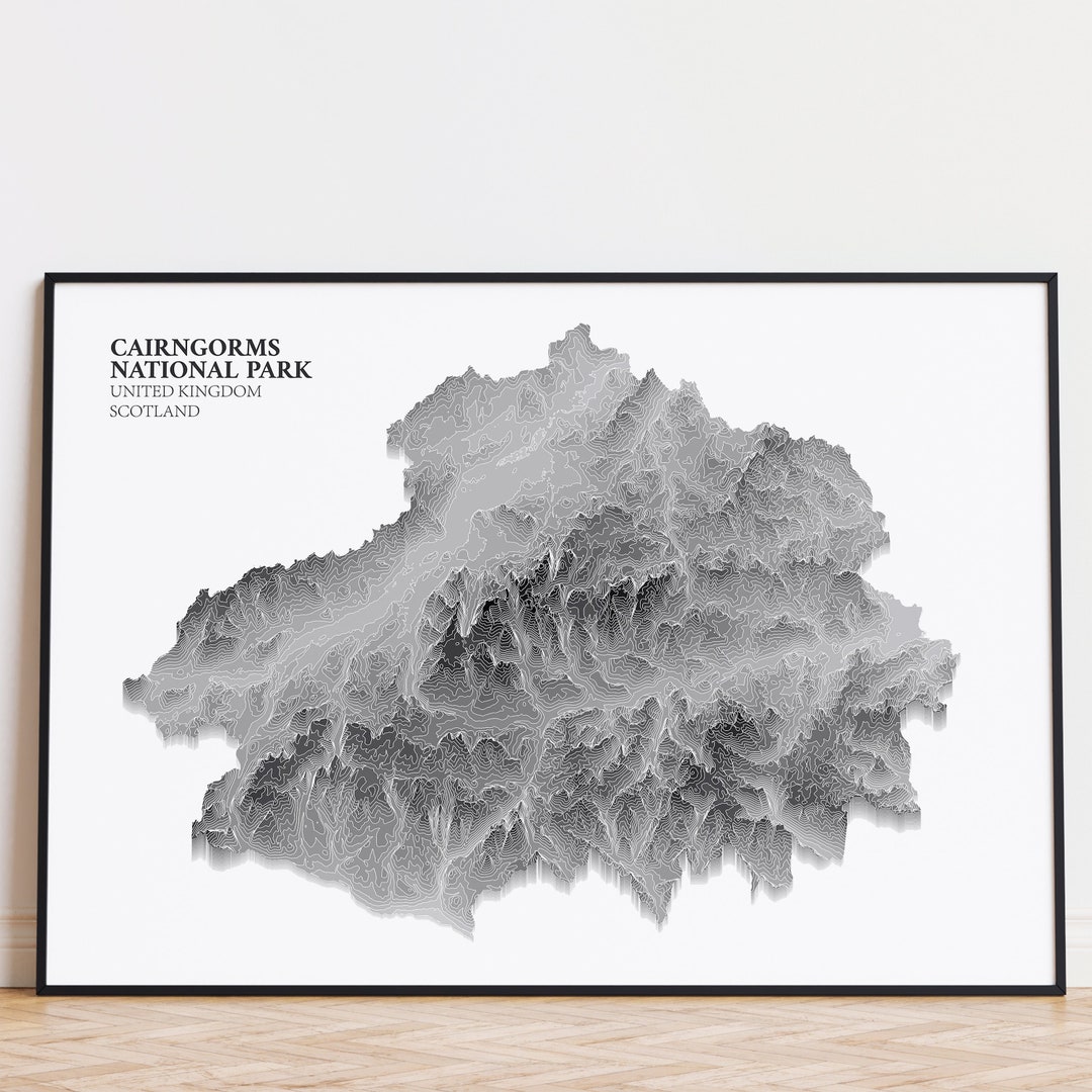 Cairngorms National Park Poster | Topographic Contour Map | UK National ...