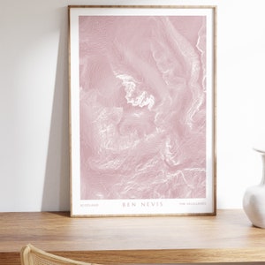 UK Three Peaks Topographic Art Print Set: Ben Nevis, Snowdon, Scafell ...