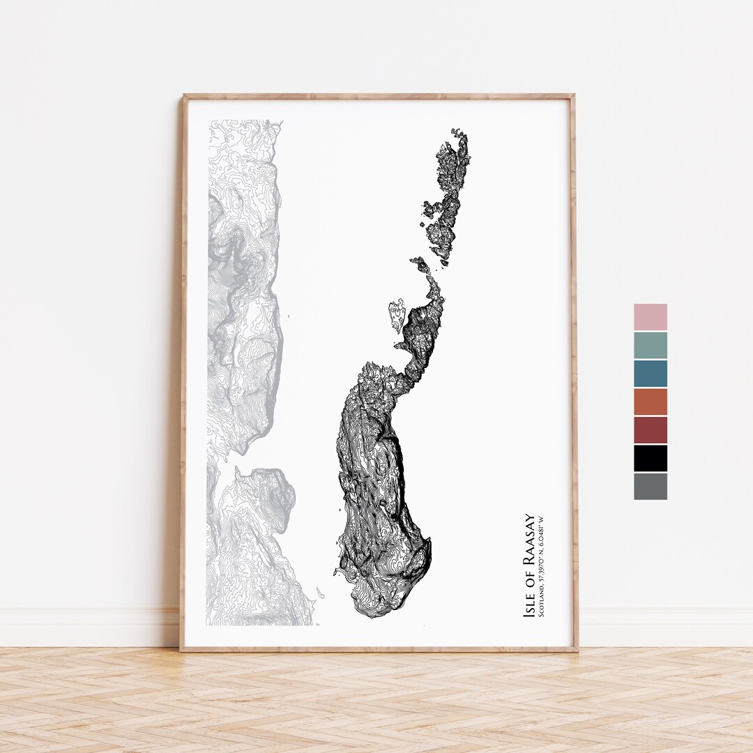 Isle of Raasay | Island Topographic Contour Map Print - Scottish ...