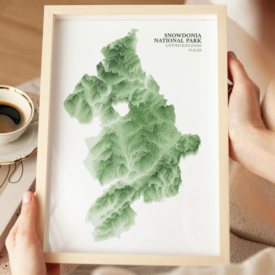 Snowdonia Topographic Map, National Park Poster, Snowdon Wales Print ...