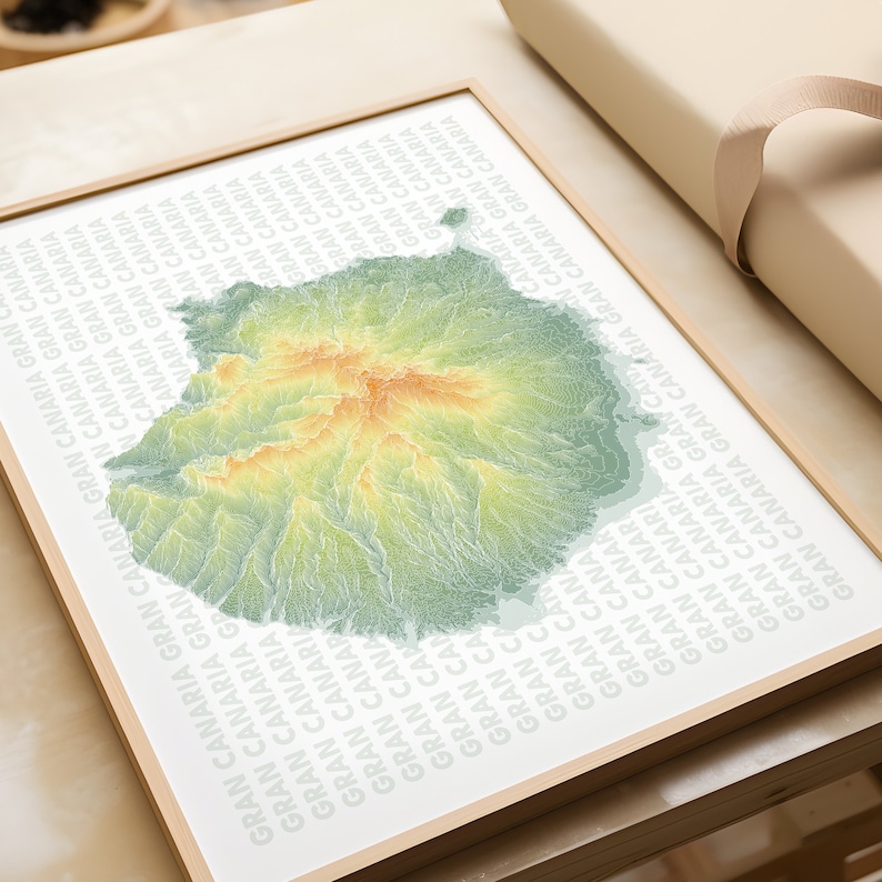 Gran Canaria Topographic Contour Relief Map | Travel Print - Etsy