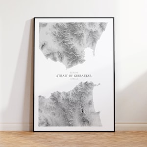 Strait of Gibraltar Topographic Contour Map | Mediterranean Sea Travel ...