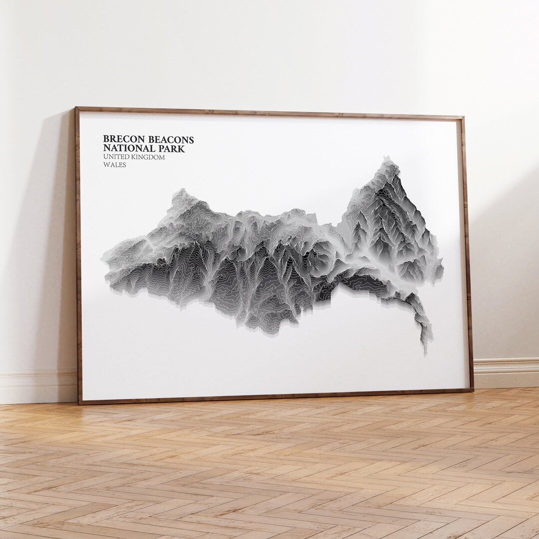 Brecon Beacons National Park Poster | Topographic Contour Map | UK ...