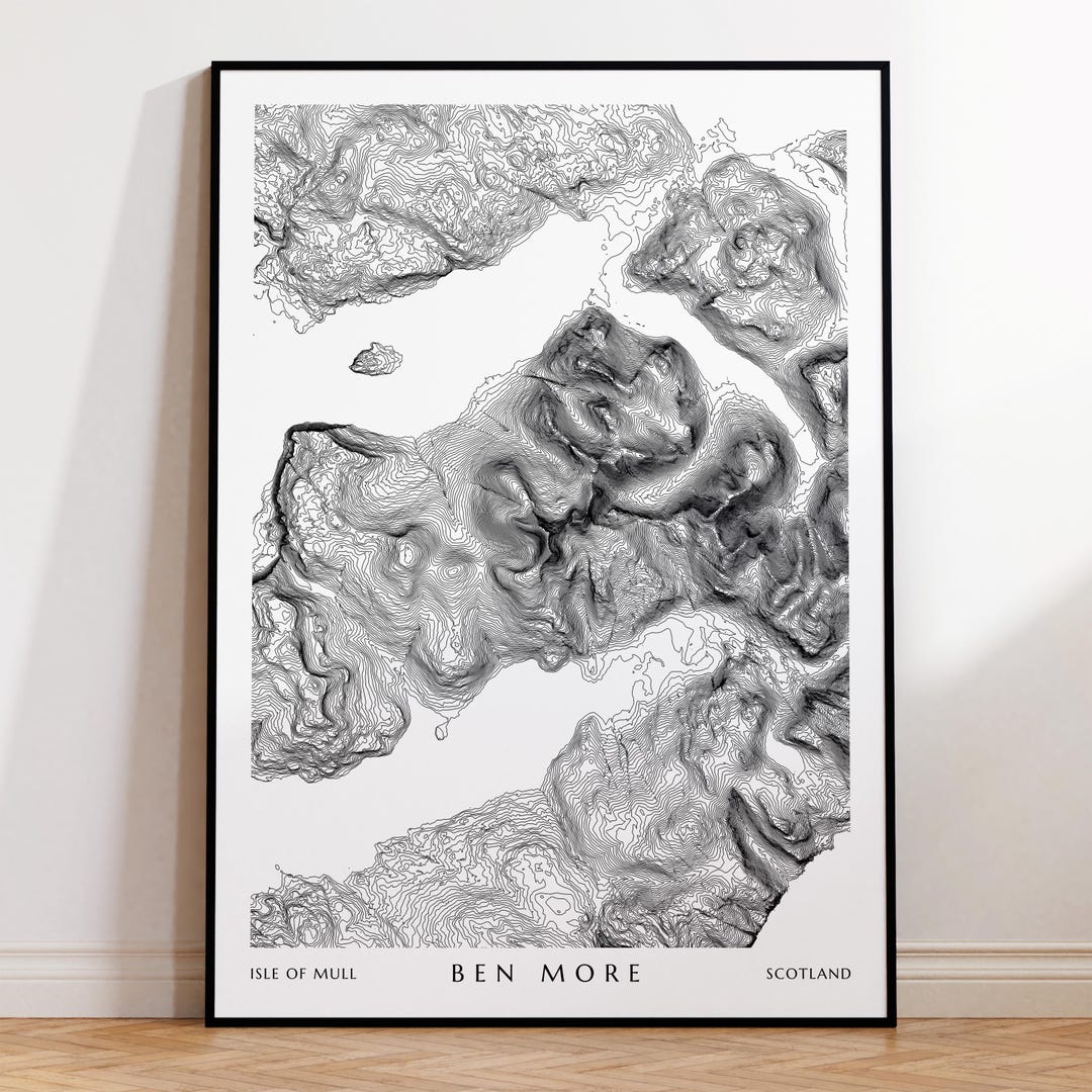 Ben More Isle of Mull Topographic Map - Scottish Island Map Print ...