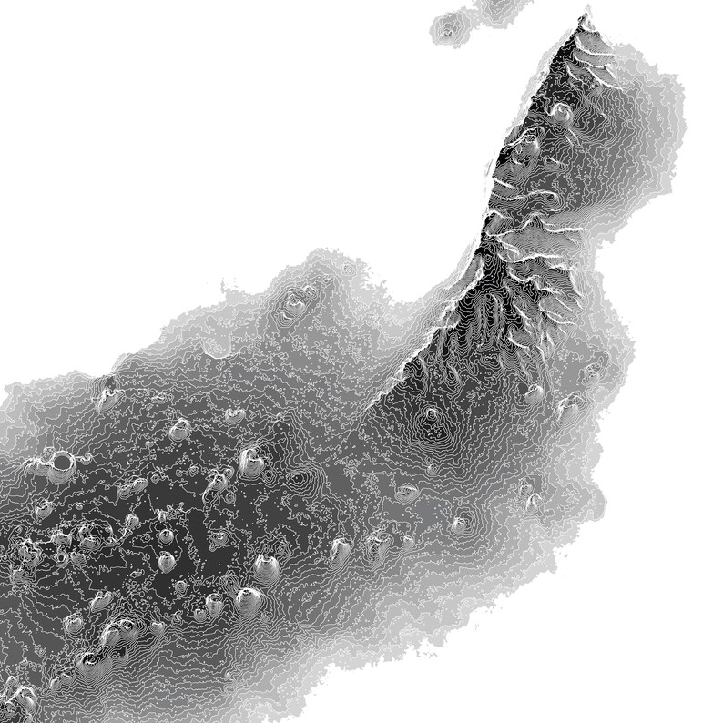 Lanzarote Canary Islands Topographic Contour Relief Map Spain Spanish ...