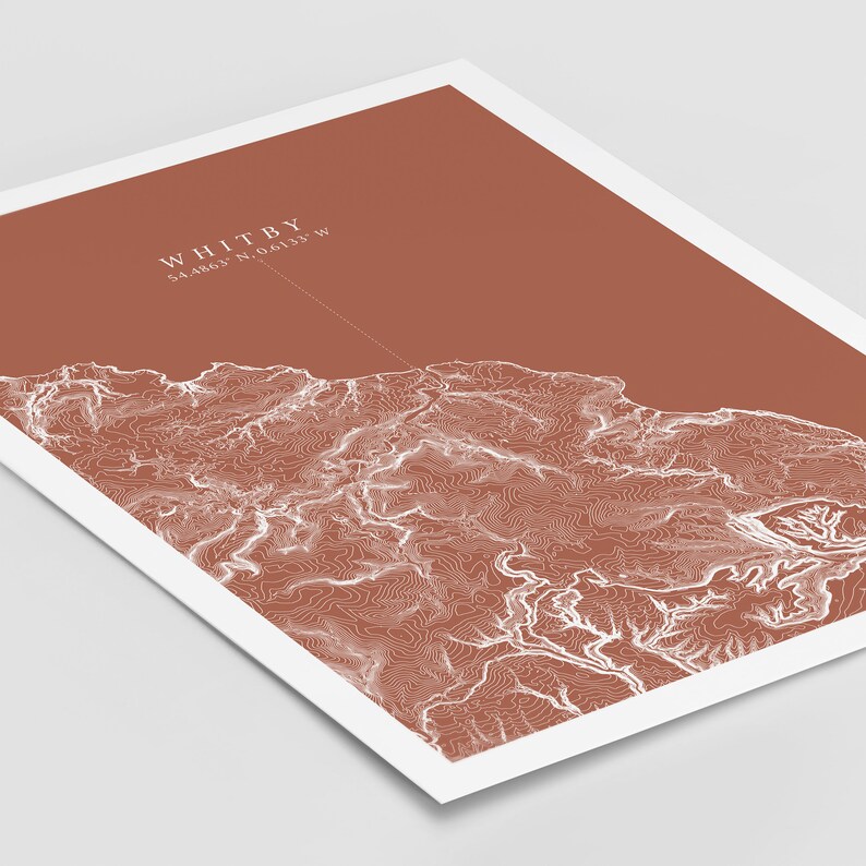 Whitby & Yorkshire Topographic Contour Map - Whitby Print - East Coast ...