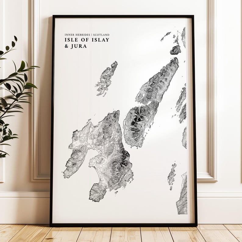 Isle of Islay & Jura Topographic Map Print: Scottish Island Contour Art ...