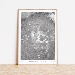 Mount Etna Map Print | Italian Volcano Mountain Wall Art - Elevation ...