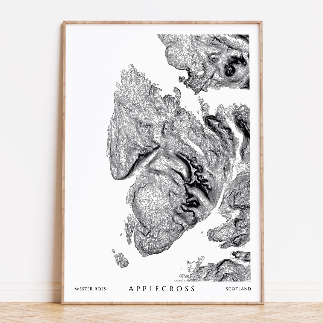 Applecross Topographic Map Print | Scottish Highlands Mountain Munros ...