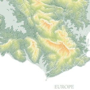 Strait of Gibraltar Topographic Contour Map | Mediterranean Sea Travel ...