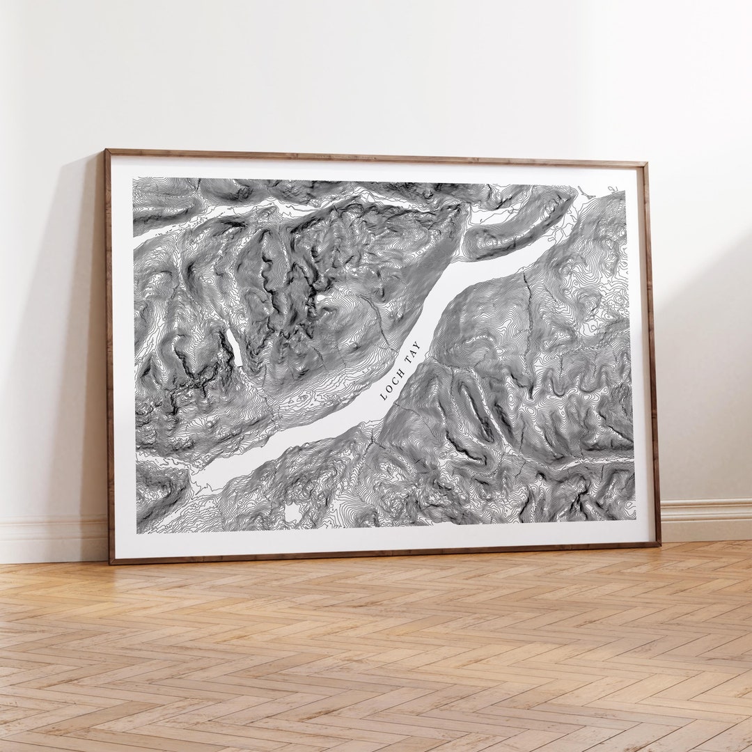 Loch Tay Topographic Map Print | Scottish Highlands Mountain Scotland ...