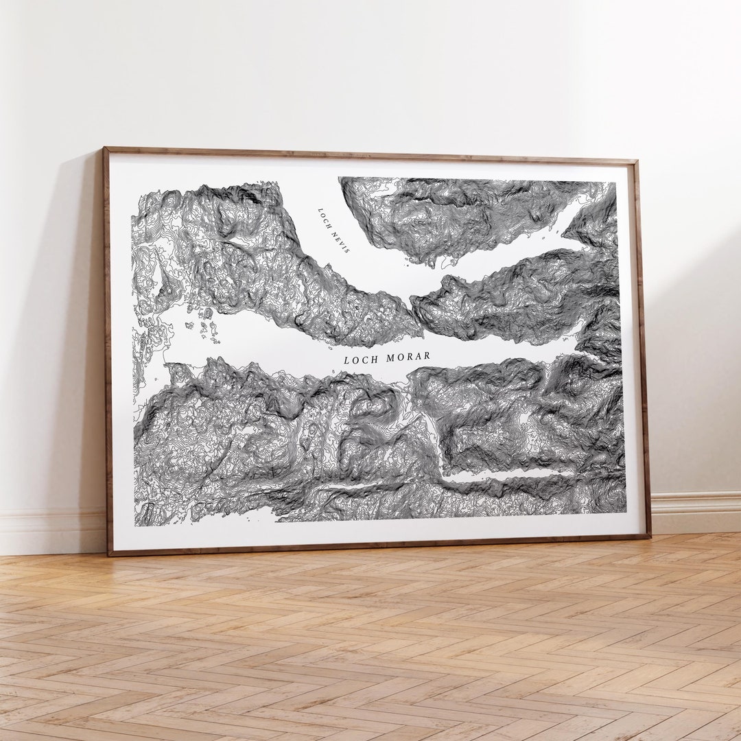 Loch Morar Topographic Map Print | Scottish Highlands Mountain Scotland ...