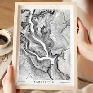 Ladybower Reservoir Map Print | the Peak District Poster - Topographic ...