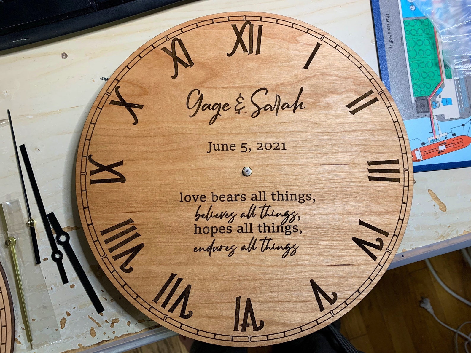 PERSONALIZED Engraved Clock Wedding Gift Anniversary Furniture | Etsy
