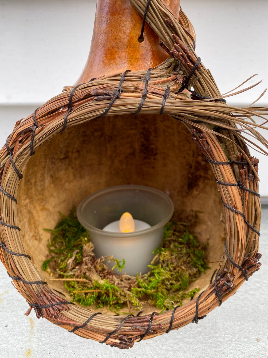 Ladle Gourd Sconce With Pine Needles - Etsy