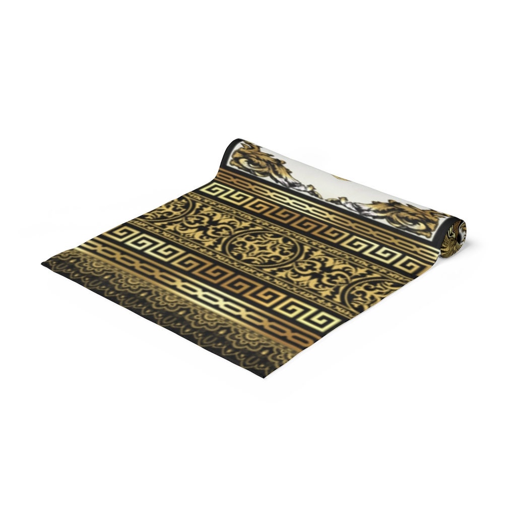 Greek Key Gold Black White Ornate Baroque Table Runner - Etsy