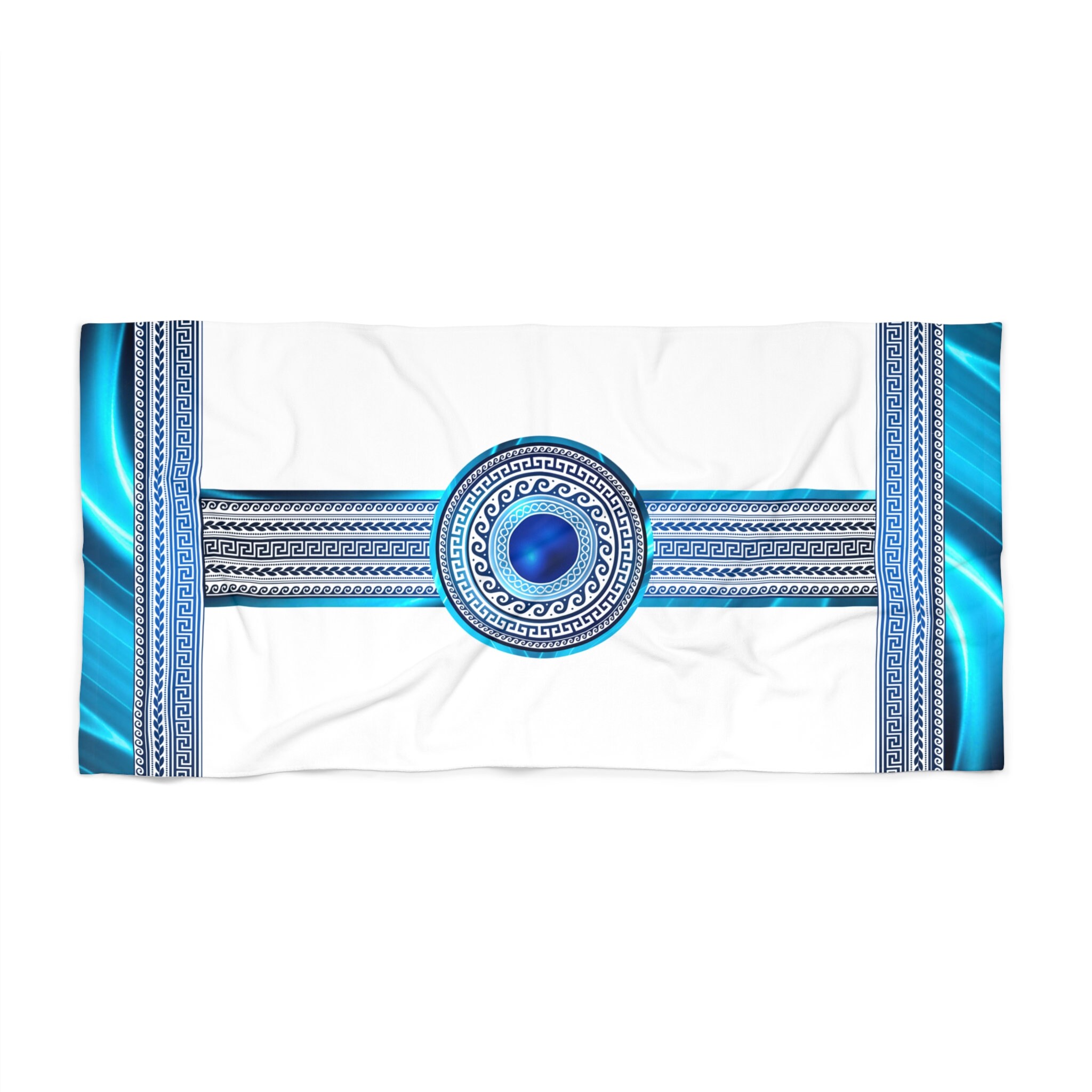 Greek Key White Blue Swirls Mati Beach Towel - Etsy