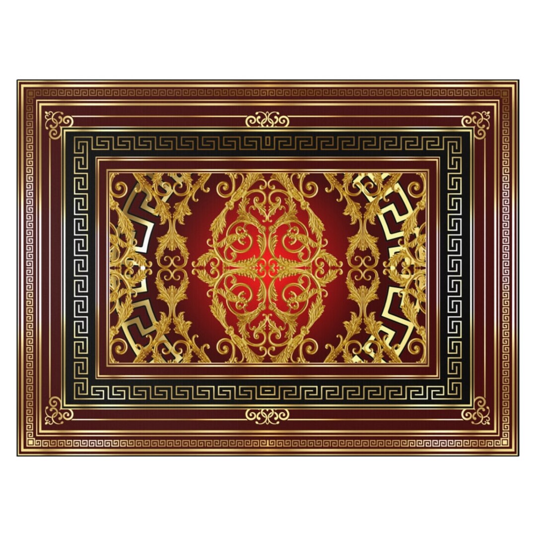 Greek Keys Maroon Gold Medallion Dornier Rug - Etsy