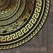 Greek Key Black Gold Round Rug - Etsy