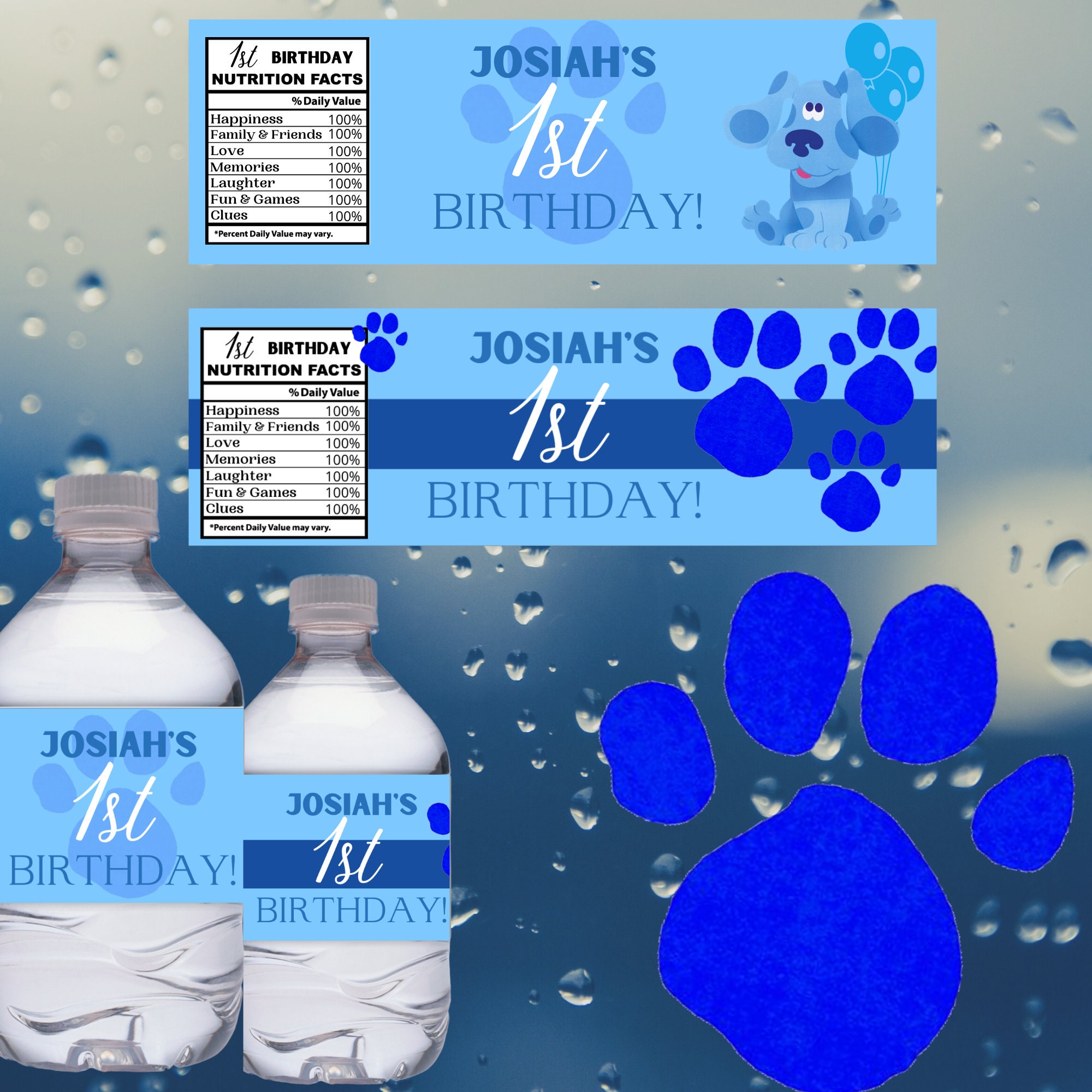Blues Clues Inspired Water Bottle Labels Digital - Etsy Canada