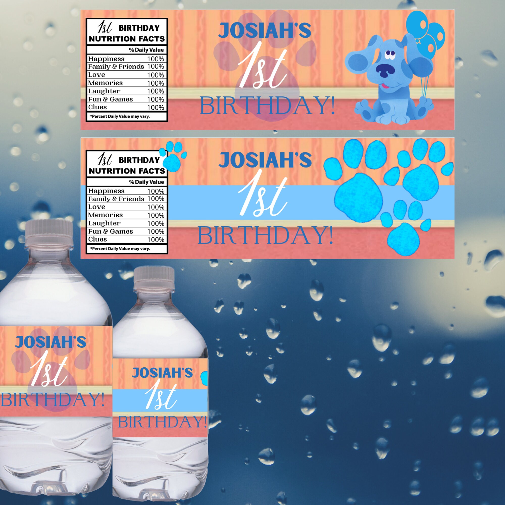 Blues Clues Inspired Water Bottle Labels Digital - Etsy