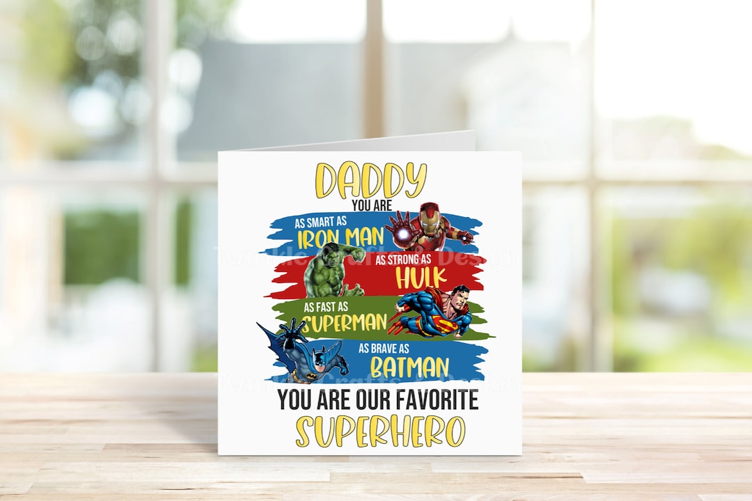 Superhero Daddy Card - Daddys Birthday Card - Daddys Fathers Day Card ...
