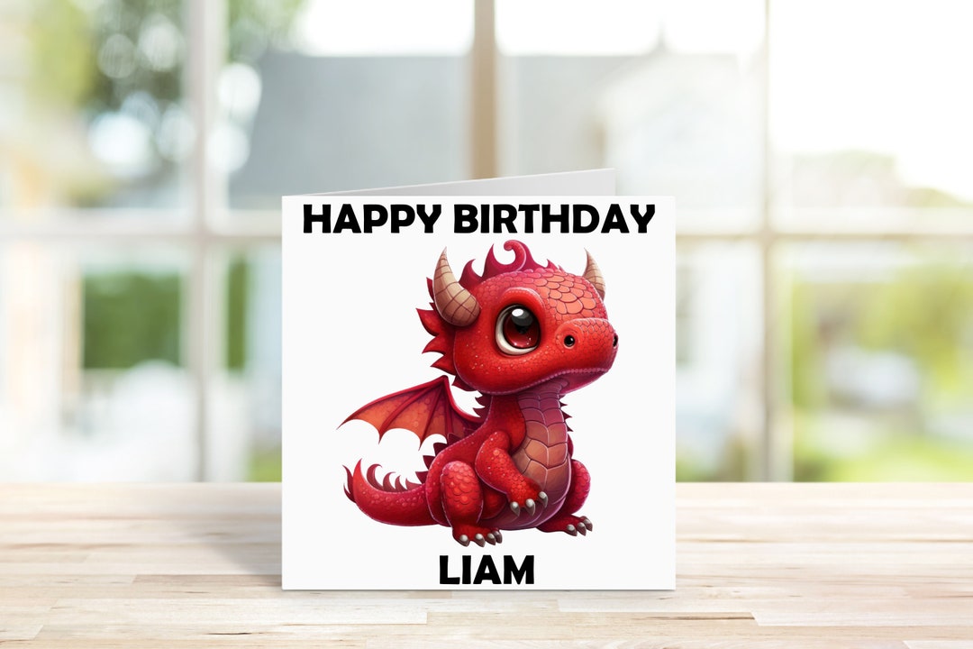 Personalised Cute Dragon Birthday Card - Boys Birthday Card - Girls ...