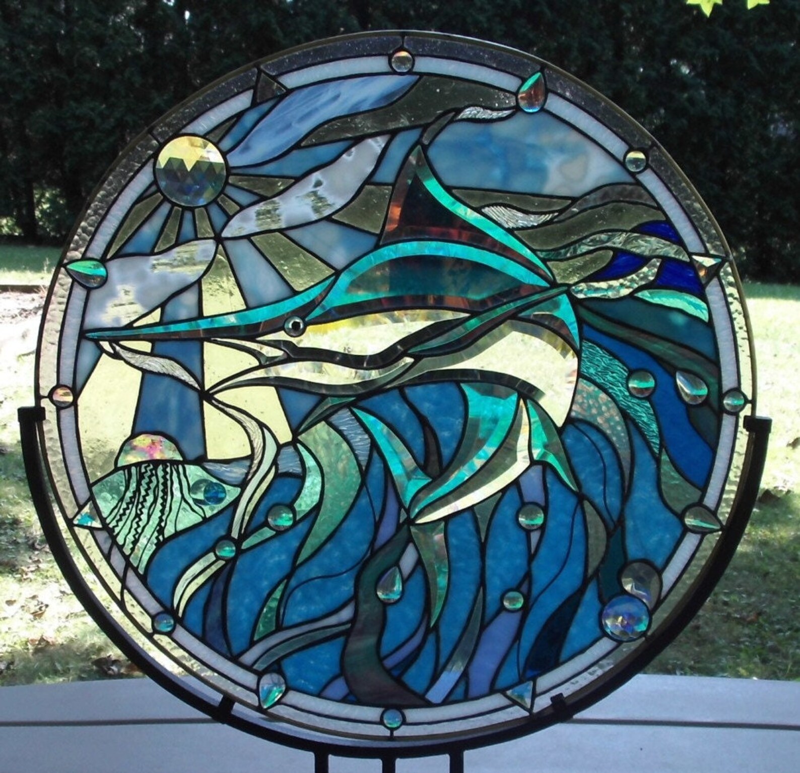 Blue Marlin Stained Glass Decoration - Etsy